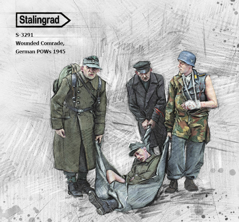 3291 Stalingrad Немецкие военнопленные несут раненого товарища, 1945 1/35
