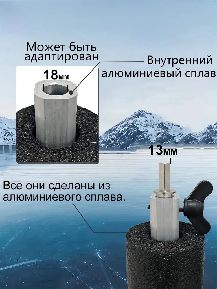 Шнек ледобура KEMAIWEI K1, 105 см, диаметр 15 см, алюминиевый сплав, нейлоновое лезвие, синий — фото 1