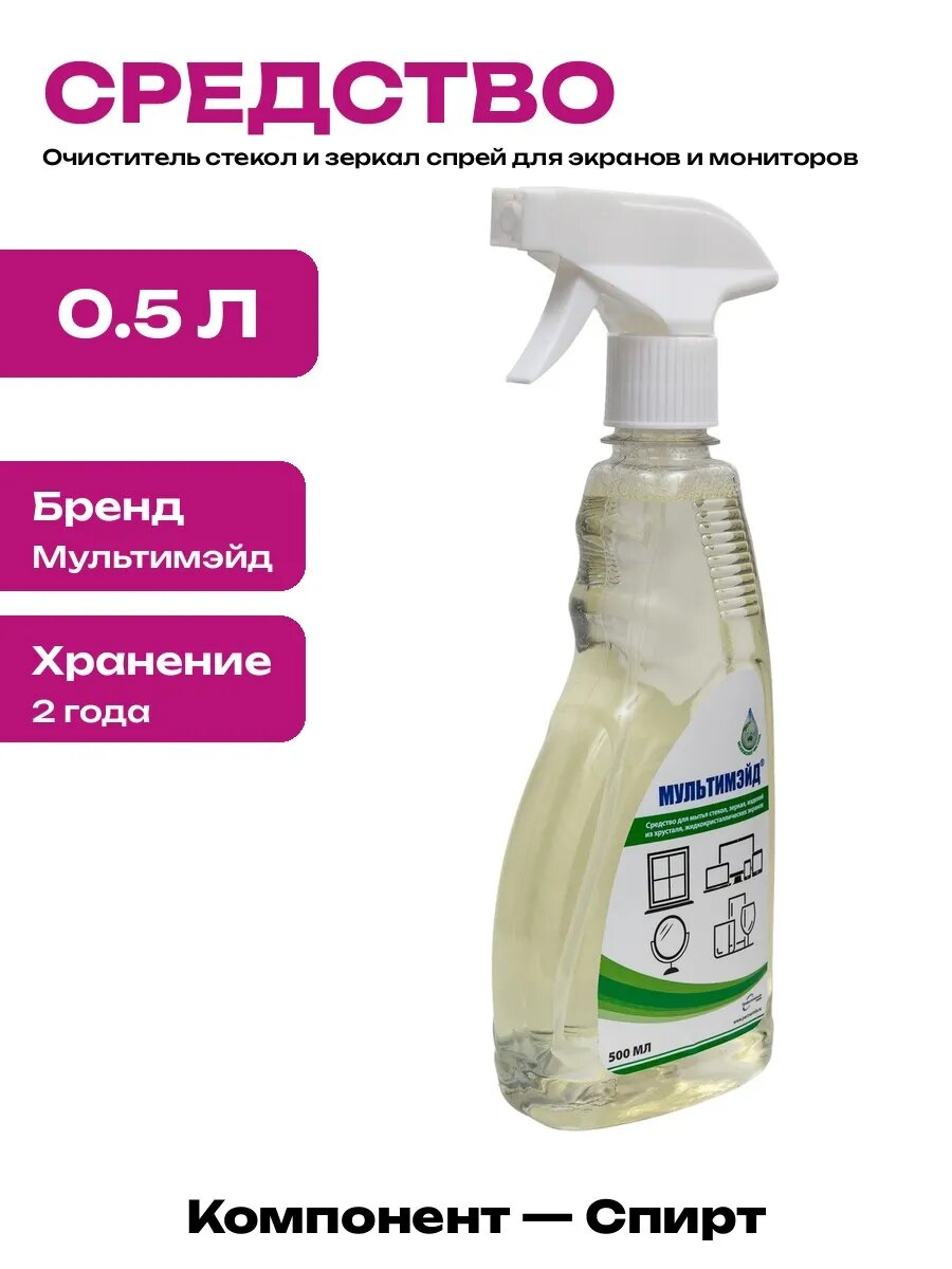 Спрей для стекол и зеркал очиститель для хрусталя и экранов