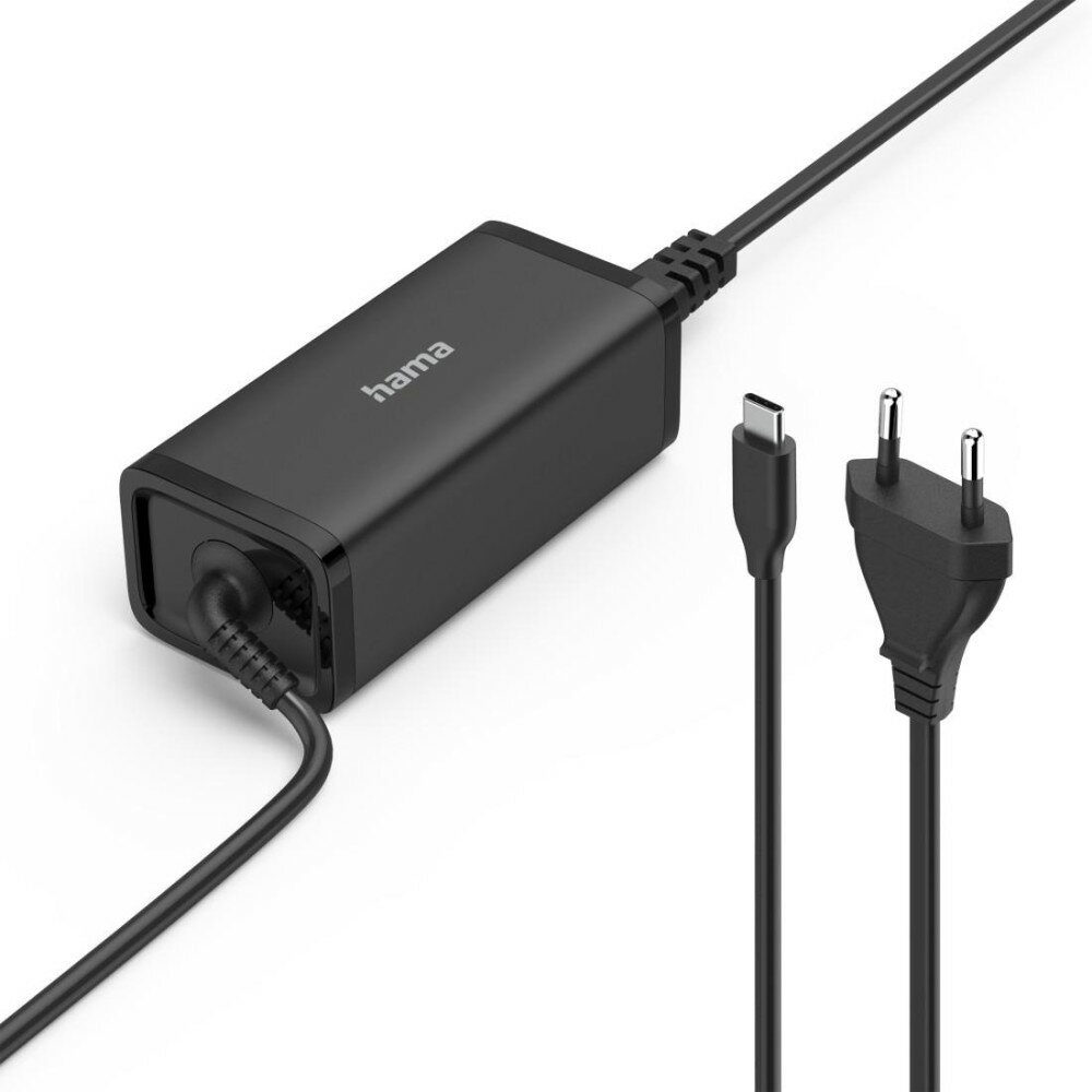 Блок питания USB-C для ноутбука Hama 5-20 В / 100 Вт, PD GaN, Черный (200024)