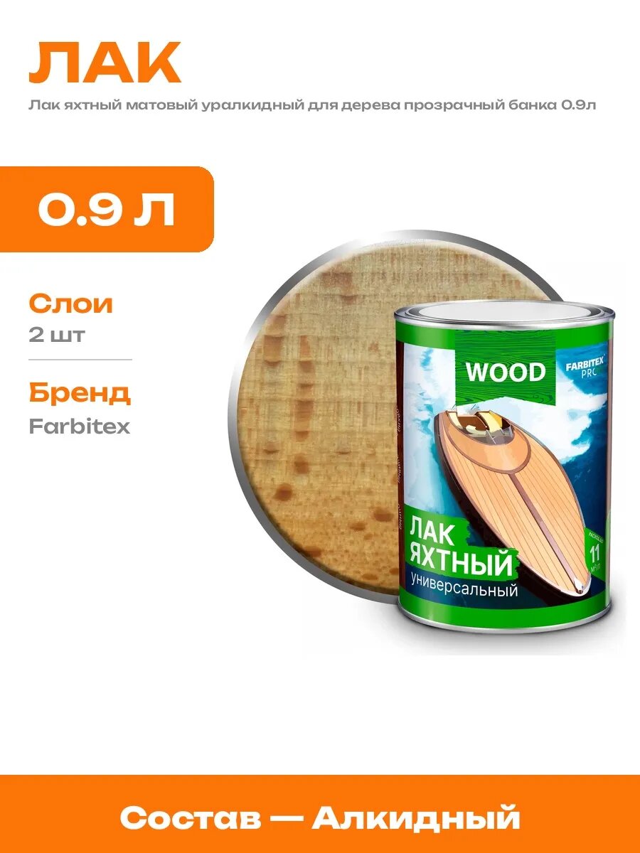 Лак для мебели матовый прозрачный яхтный для дерева 0.9
