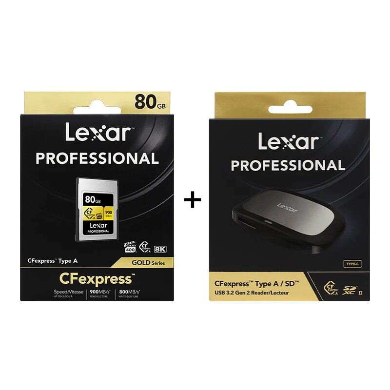 Карта памяти Lexar Cfexpress Type A серии GOLD VPG400 8K Ultra HD, скорость чтения 80GB-Card-Reader