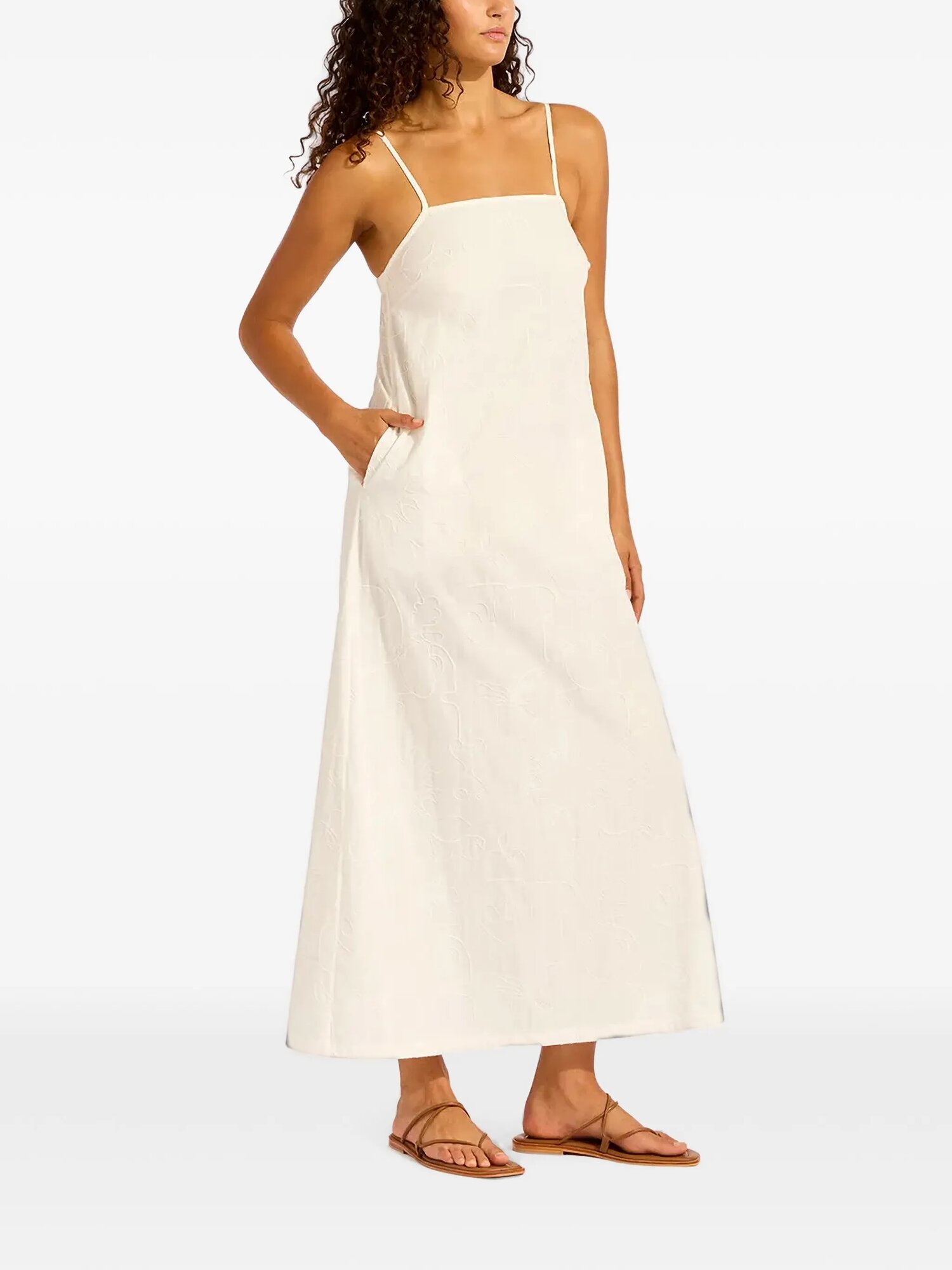 Платье Embroidered spaghetti-strap maxi dress