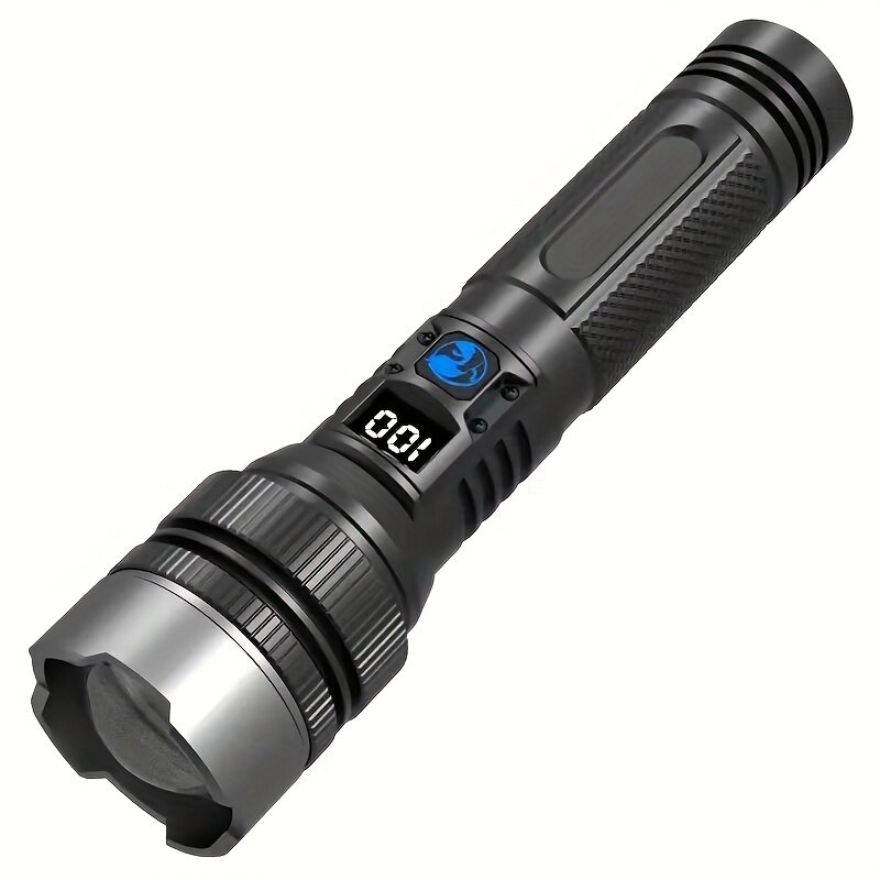 Тактический светодиодный фонарик с аккумулятором 18650, зарядка от USB, регулируемый луч, защита IP44, для кемпинга и аварийных ситуаций, 1 шт.