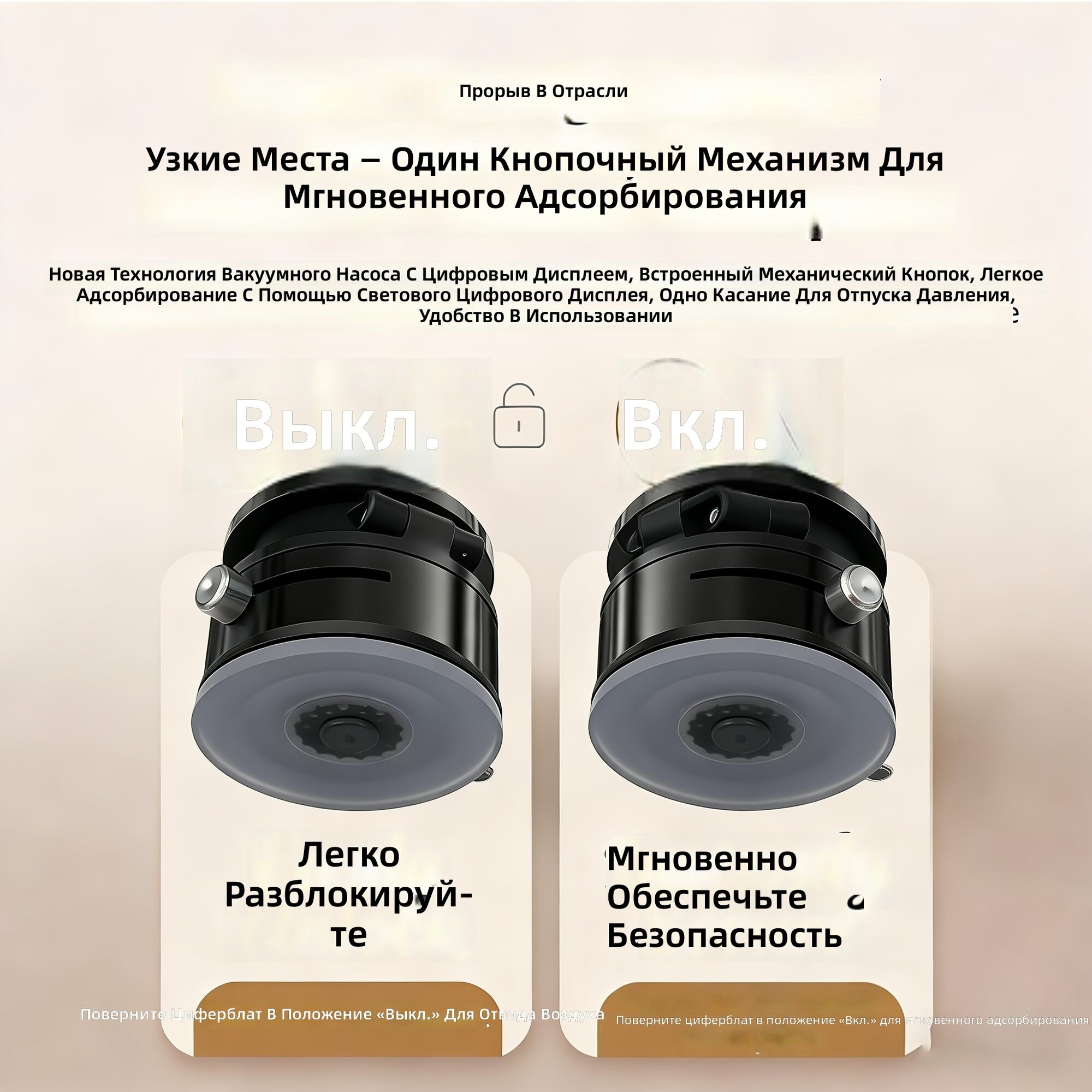 Вакуумный магнитный держатель с вращением на 360°, телескопический и складной, для автомобиля, спортзала и зеркала, цвет черный, модель LB013