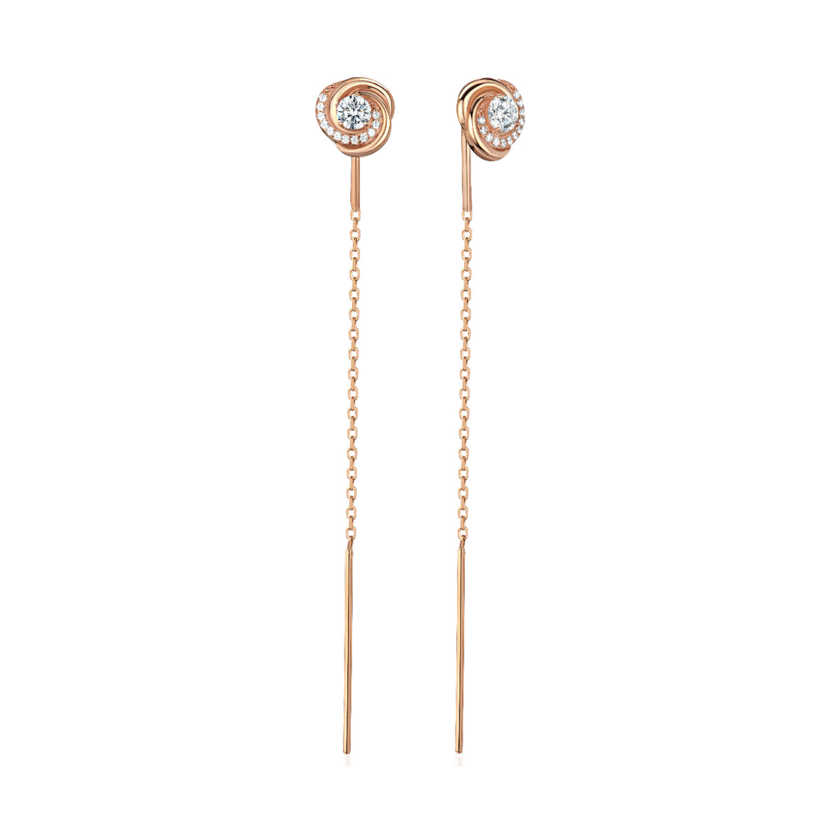 Серьги Эстет, красное золото, 585 проба, фианит