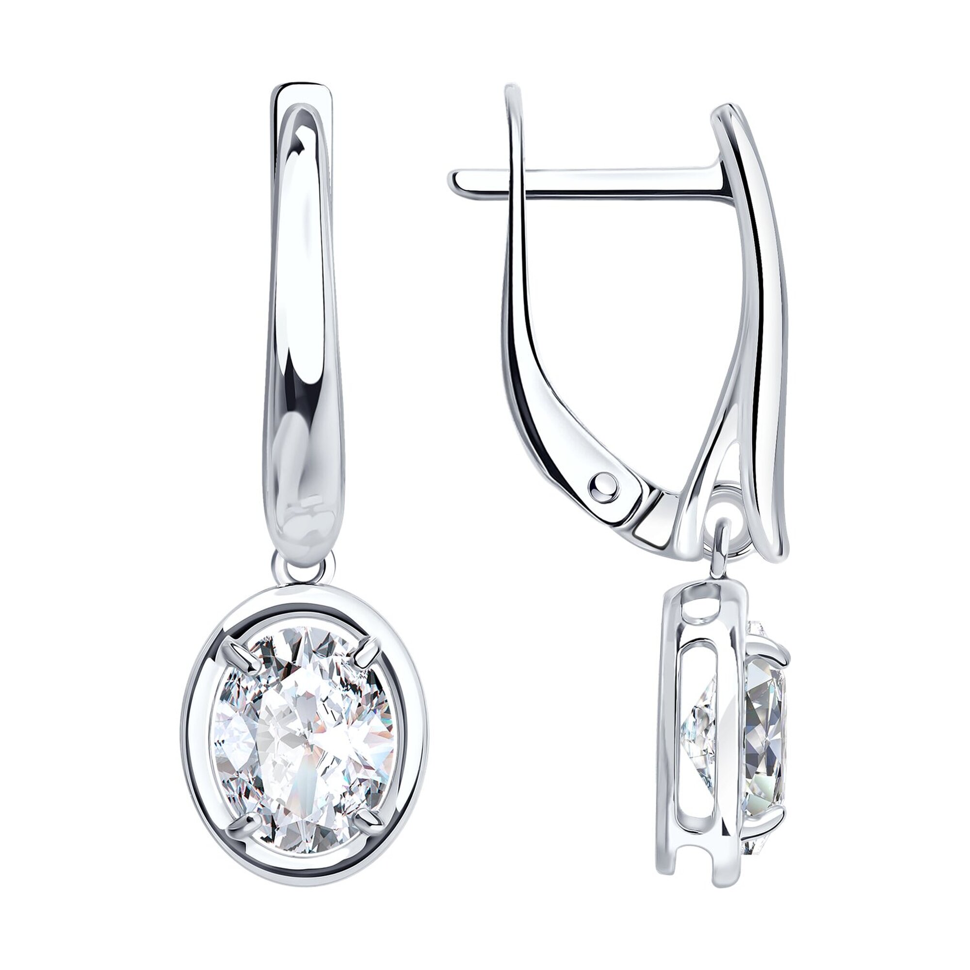Серьги Diamant online, серебро, 925 проба, родирование, фианит