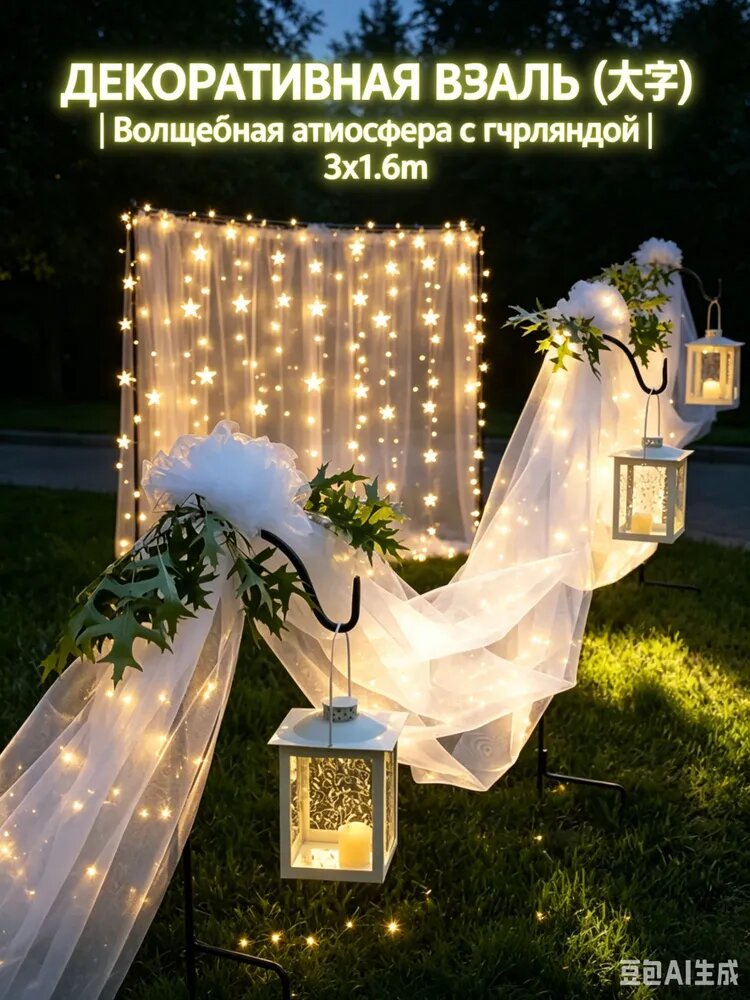 Белая ткань фатин 3х1,6 м, прозрачный тюль для декораций на день рождения, свадьбу, вуаль на стол и арку.