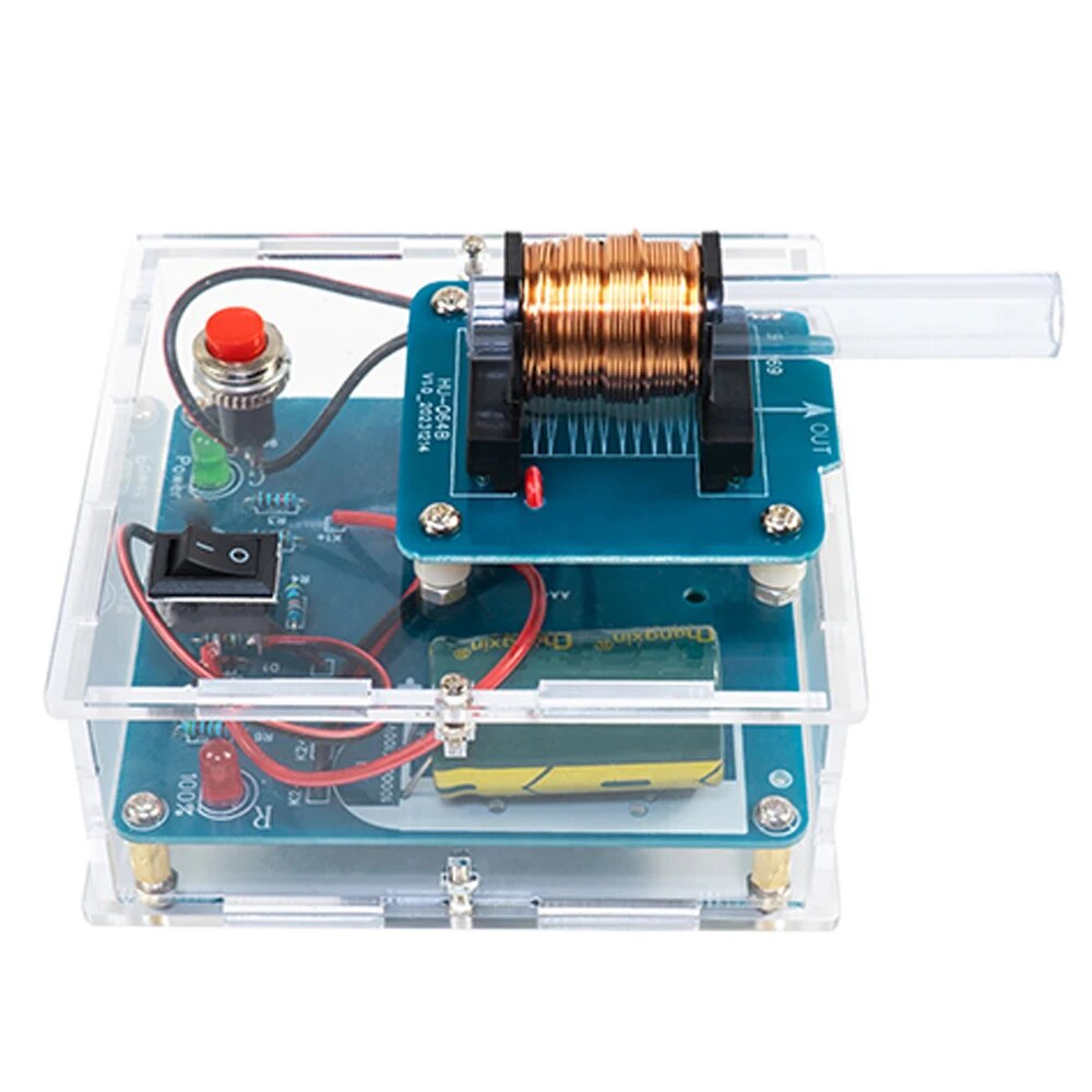 Apięciowa pistolet elektromagnetyczny HU-064 DIY zestaw elektroniczny moduł wzmacniacza cewki tworzenie obwodów akrylowa obudowa bez baterii