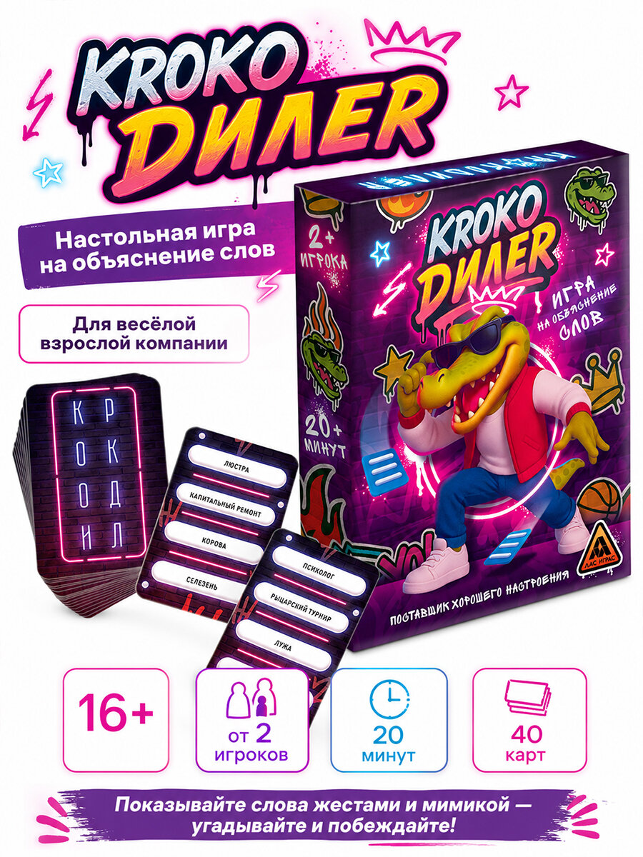 Настольные игры Лас Играс / Крокодил / для компании 16+ для взрослых для вечеринок