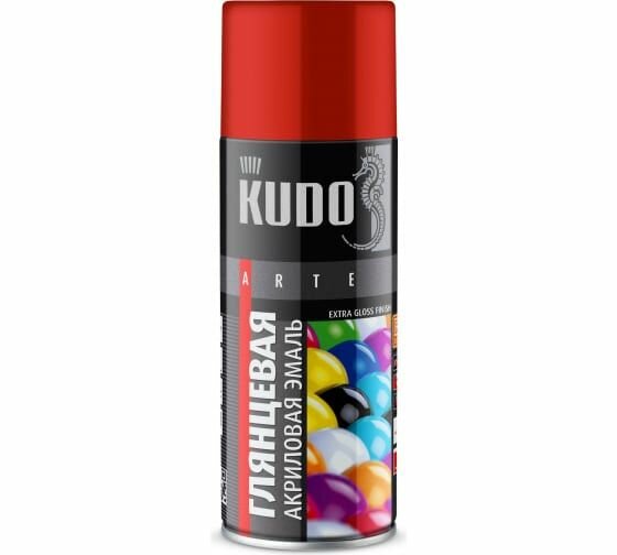 Краска аэрозоль акриловая RAL 3020 красная глянцевая 520 МЛ KUDO