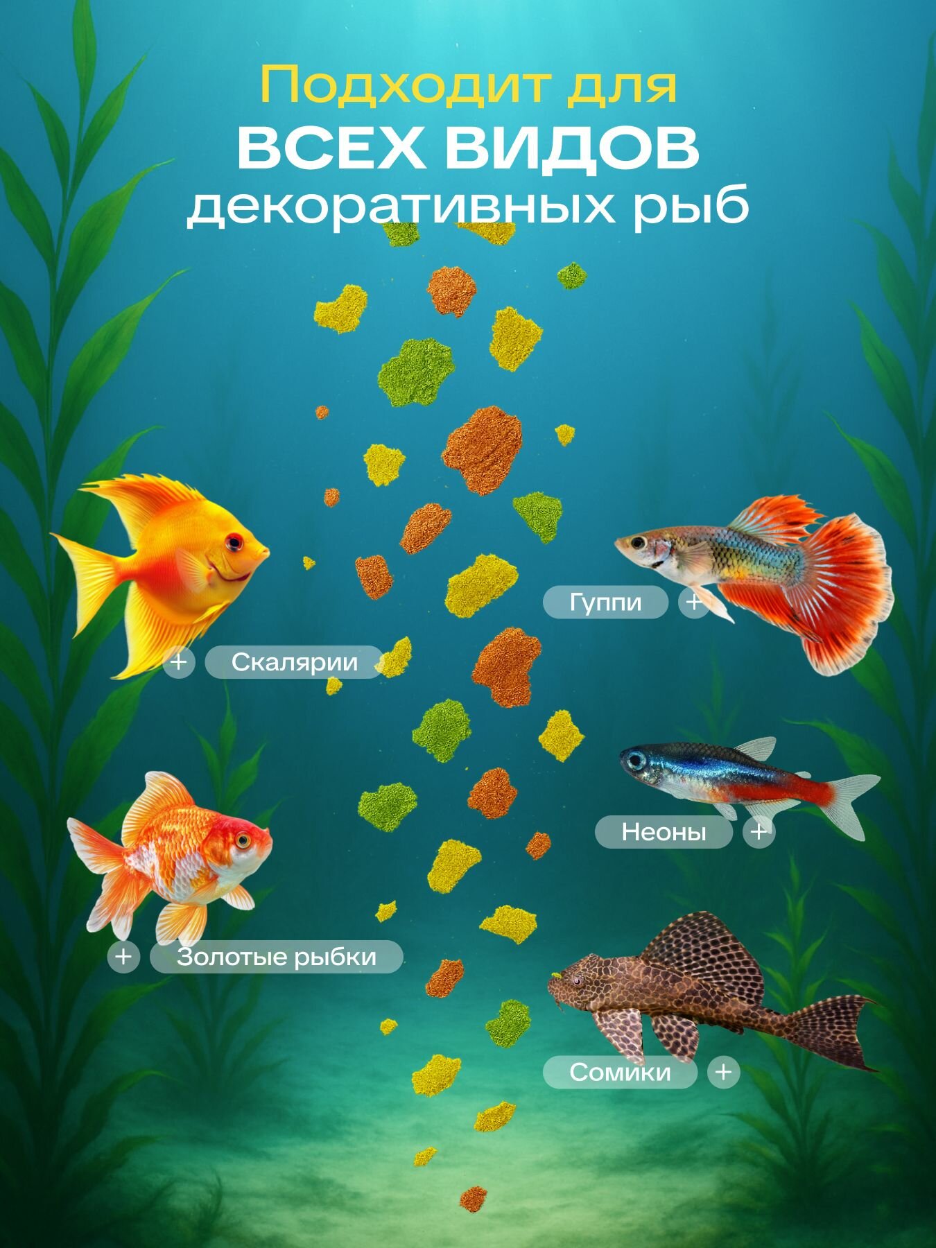 Корм хлопья для всех видов аквариумных рыб 30г (250мл) универсальный основной Planktonia
