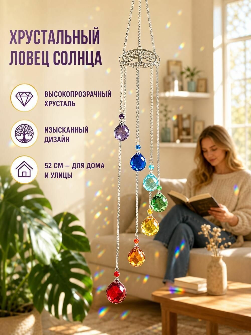 Хрустальный ветряной колокольчик-ловец солнца