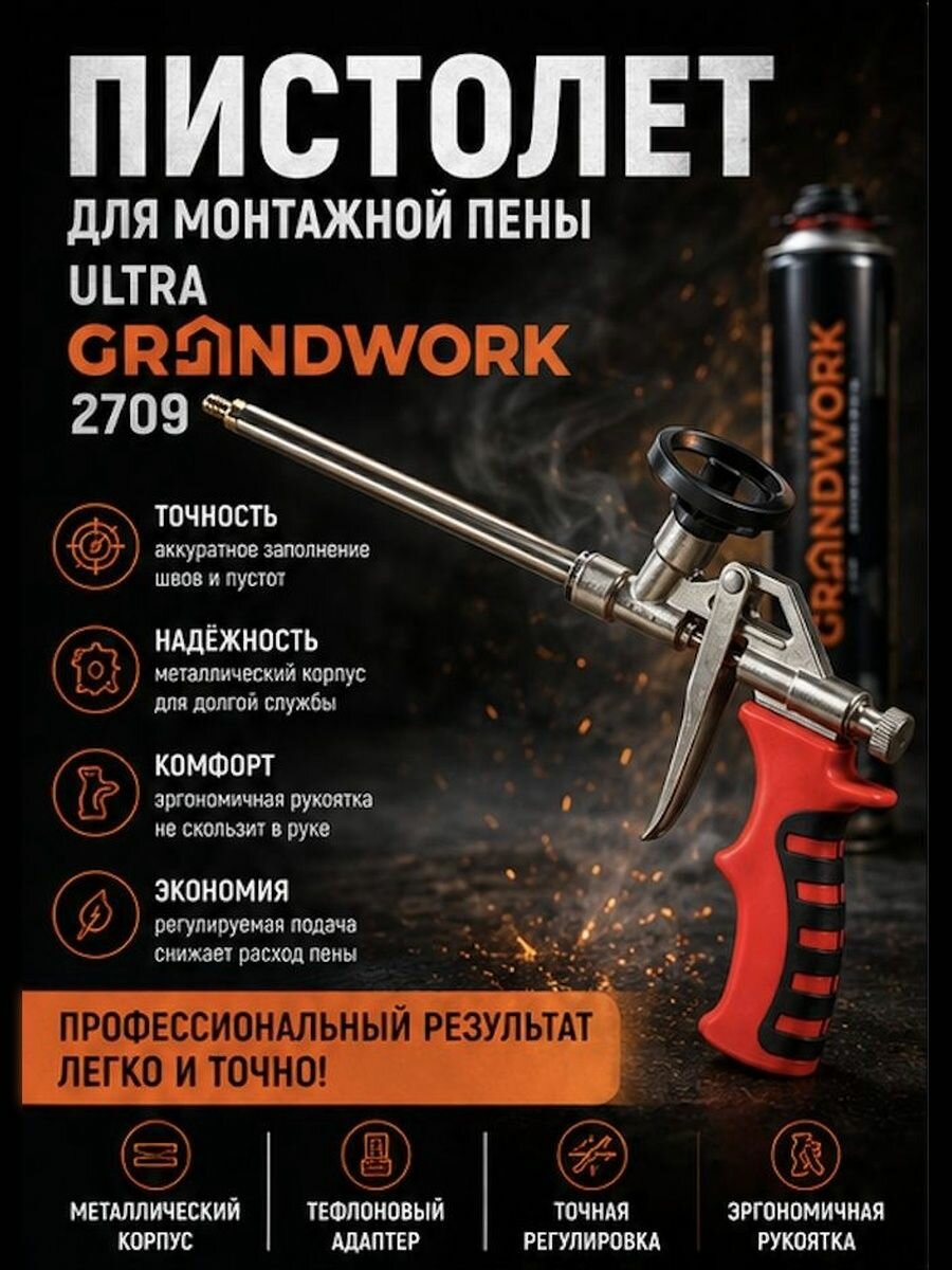 Пистолет для монтажной пены Профи Ultra Grandwork