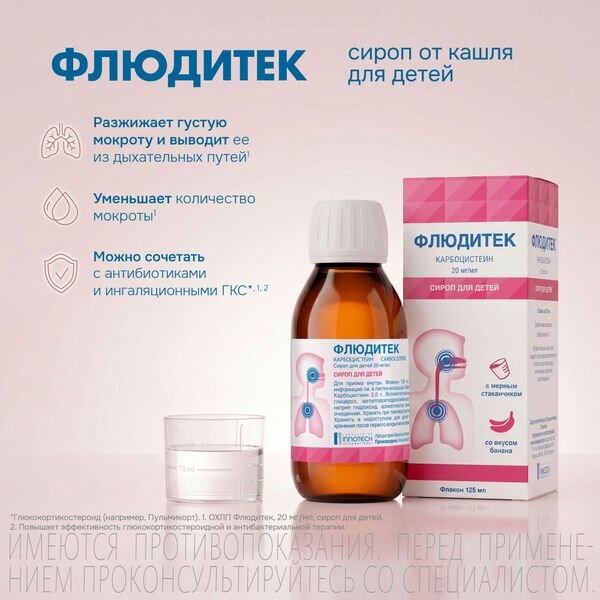 Флюдитек сироп для детей 20 мг/мл 125 мл — фото 1