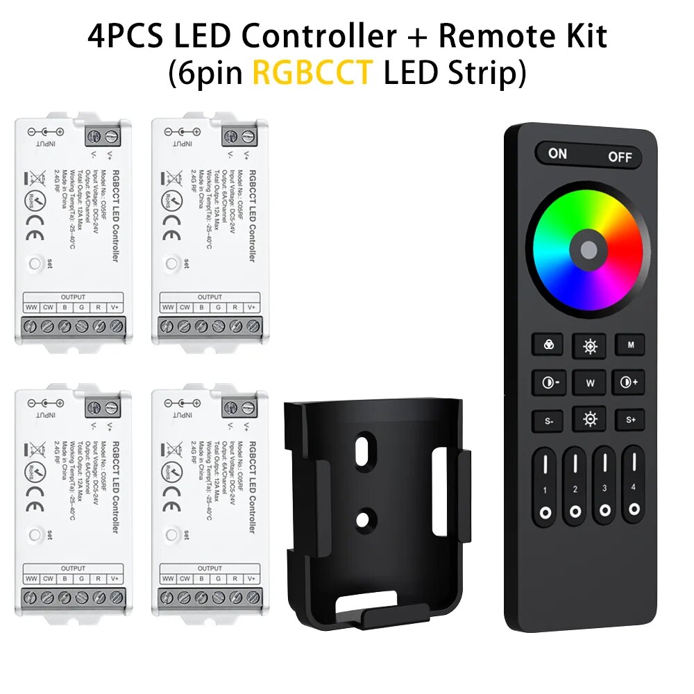 YSRSAI RGB-контроллер для светодиодной ленты Black Remote, RGBCCT 4PCS KIT