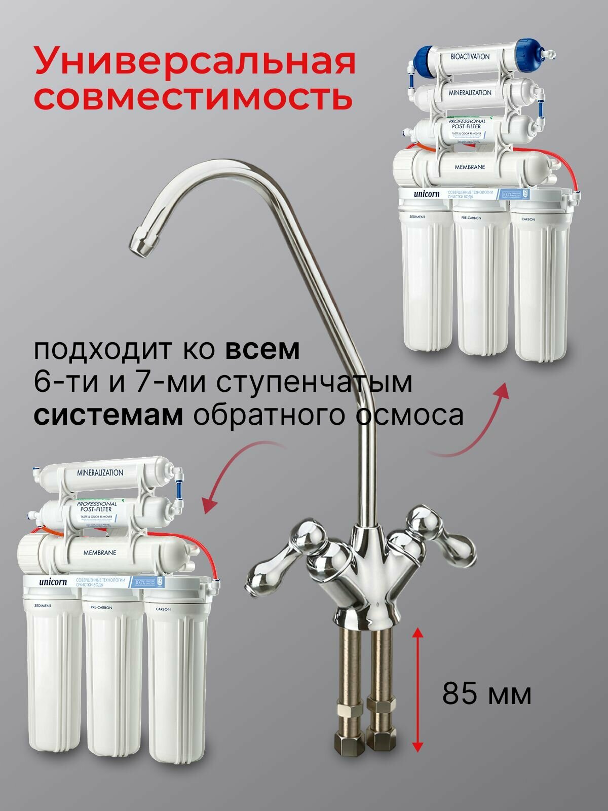 Кран для фильтра и обратного осмоса Капелька двойной совместим с Престиж-М.