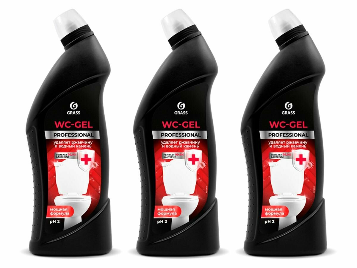Средство для туалетов удаление известкового налета и ржавчины WC-Gel Professional 750 мл. х 3 шт. антиржавчина
