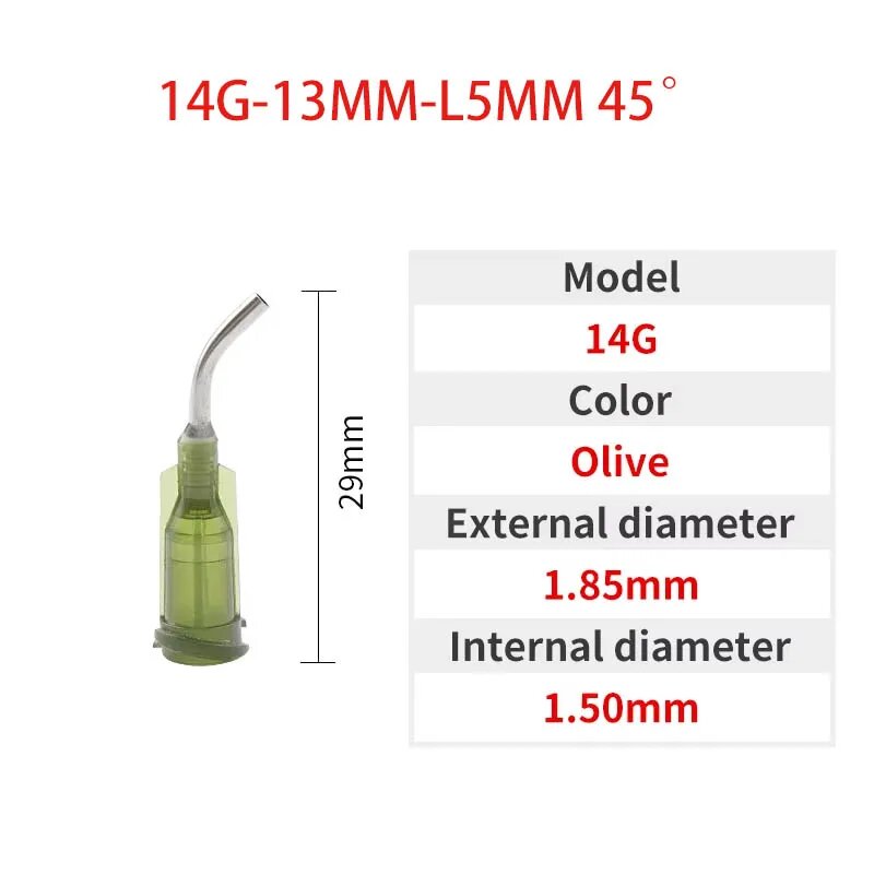 Иглы для дозирования клея 1/2 дюйма 45 градусов 14G 13MM