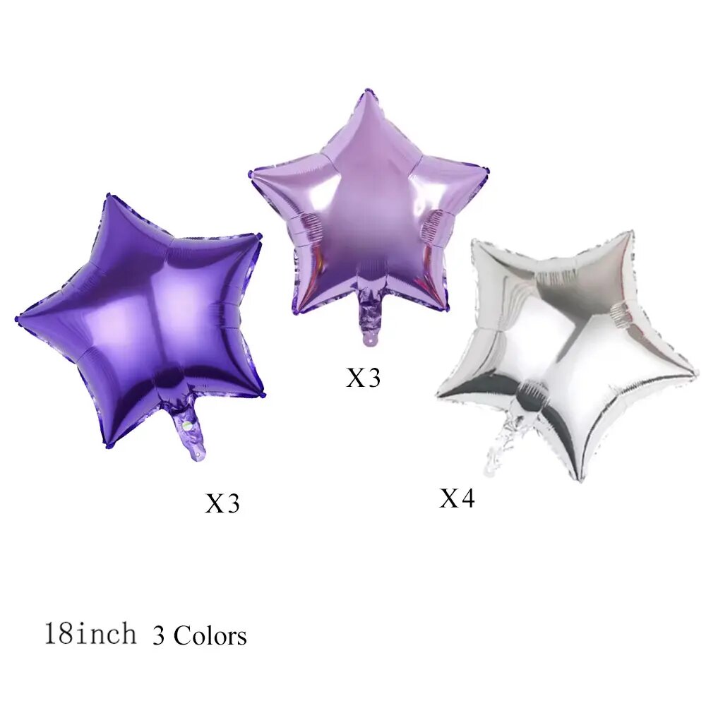 Золотые фольгированные шары звезды MicroPlush 18 дюймов Фиолетовый, 3 Colors C, 10Pcs