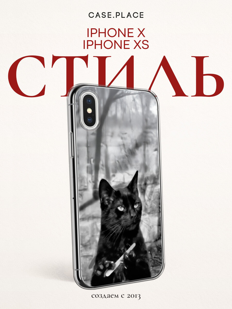 Чехол на Apple iPhone X/XS / Айфон X/XS с принтом Котик с пилкой