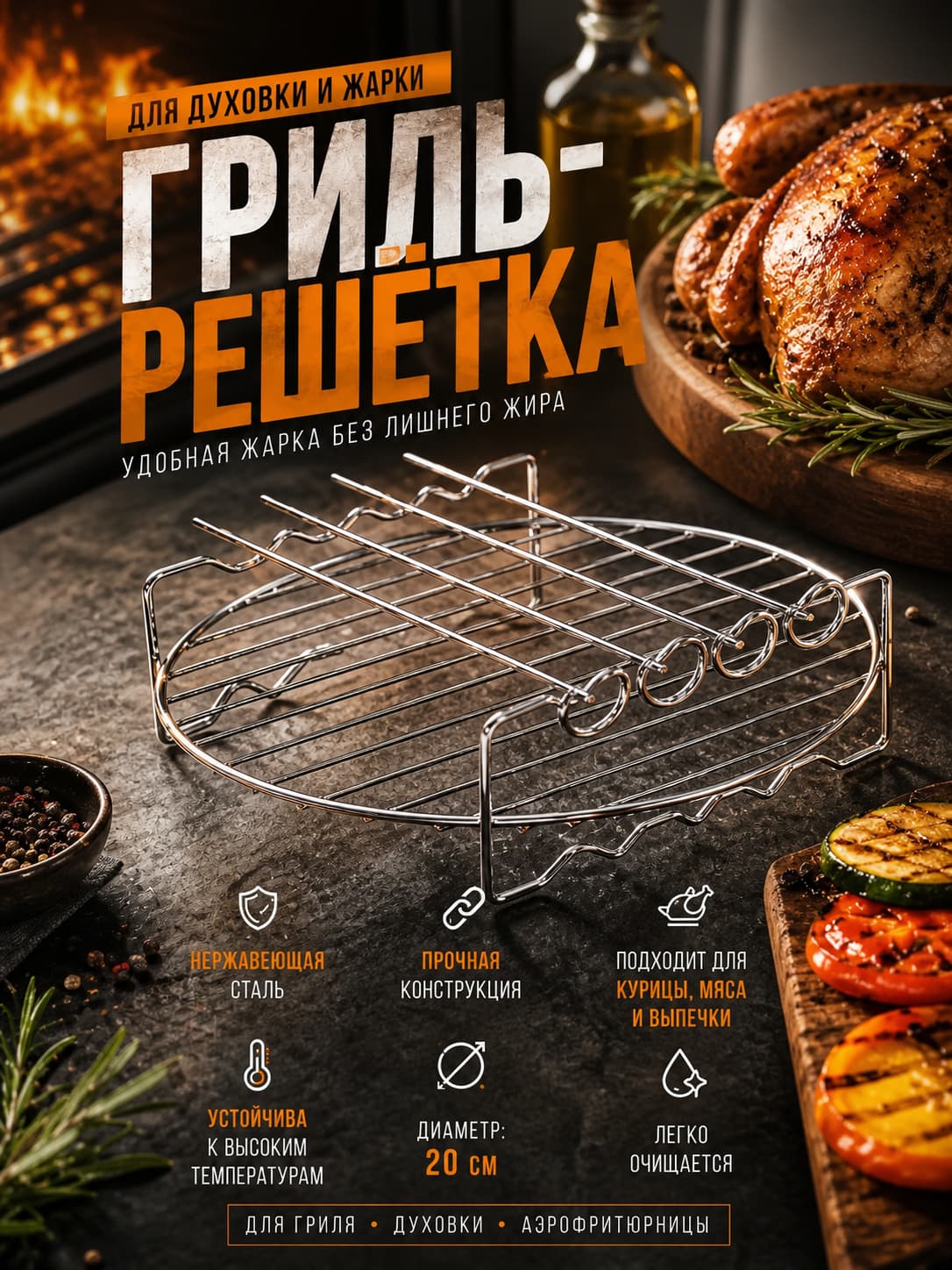 Мангал разборный 19.5 см х 19.5 см х 10 см ножки, Артикул: 5572010442