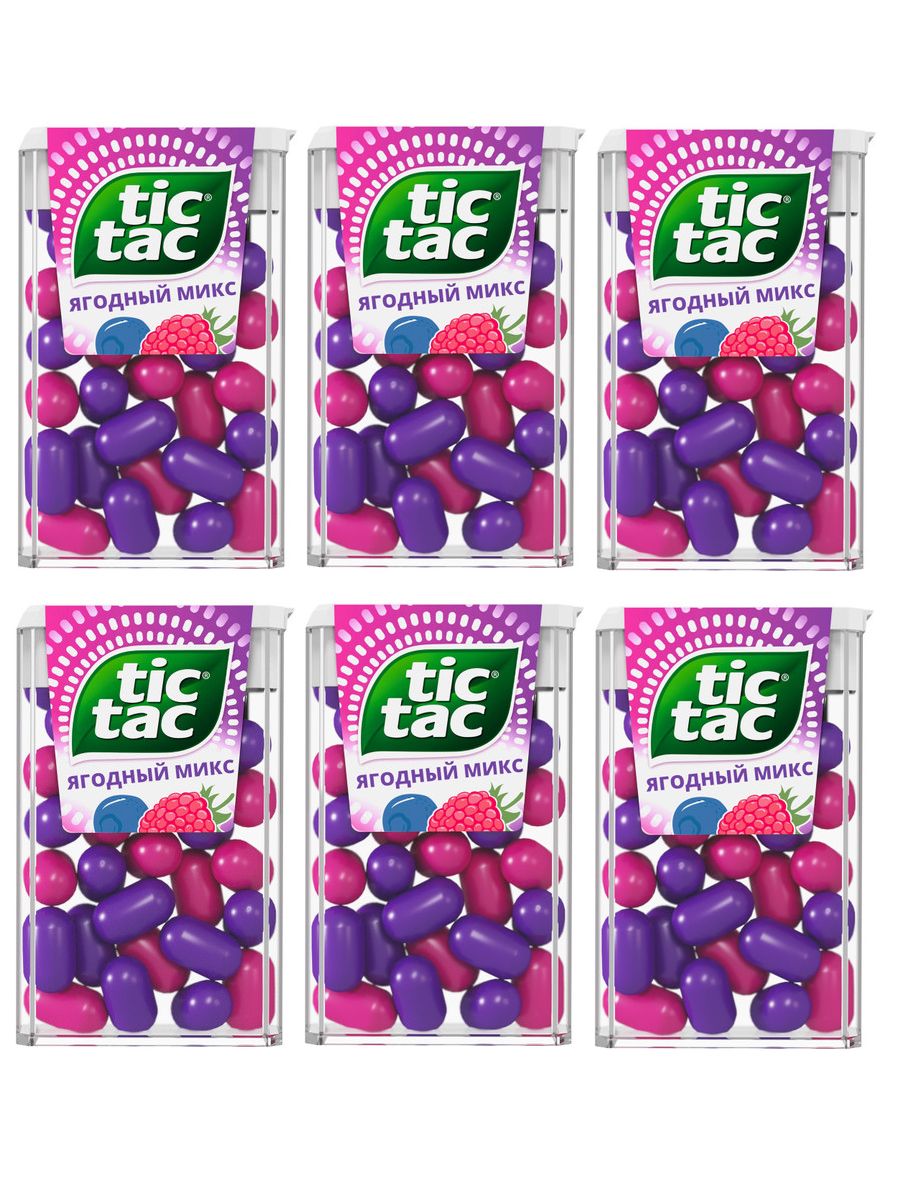 Tic Tac Драже со вкусом малины и голубики, освежающее, 16 гр, 6 шт