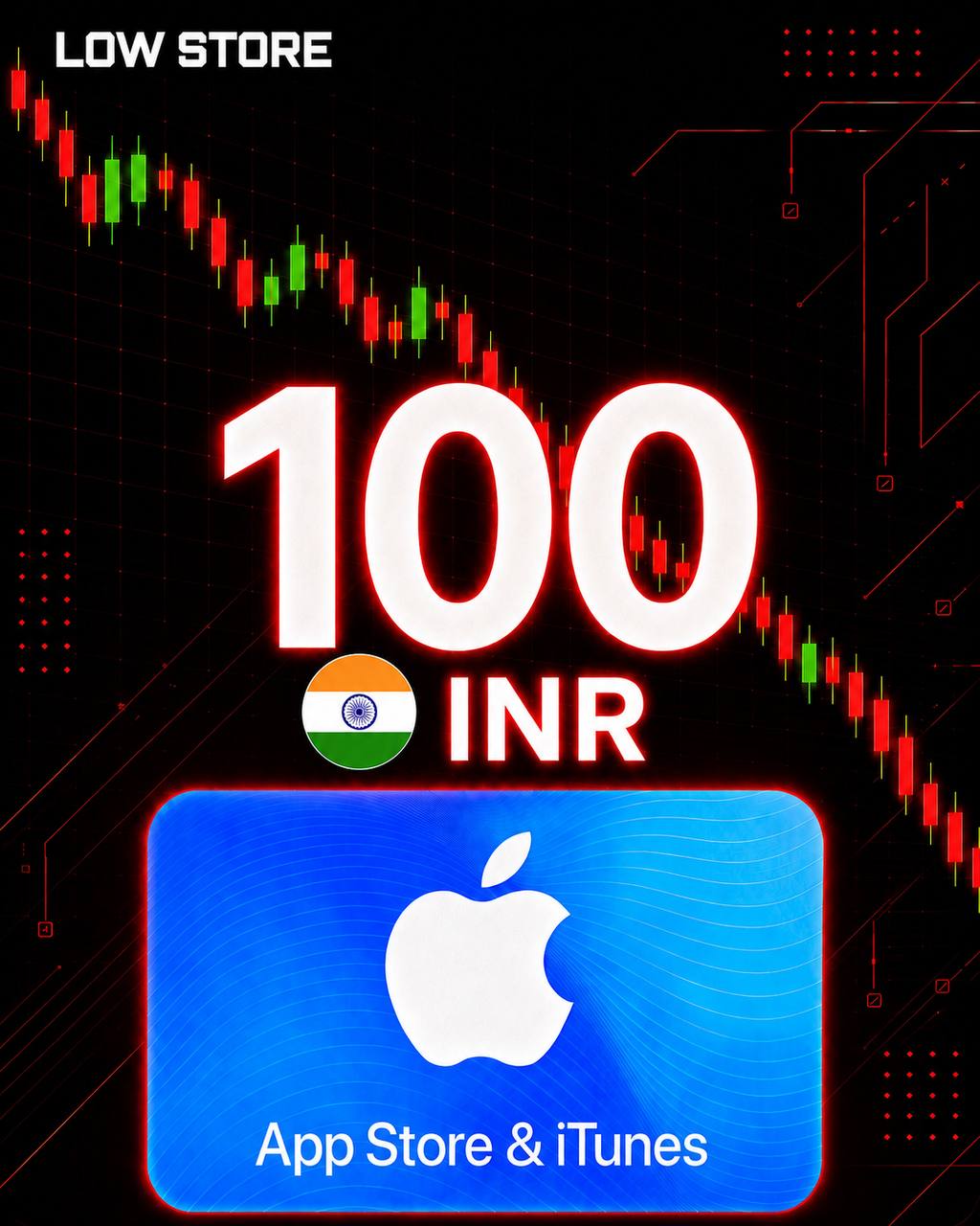 Подарочная карта Apple 100 INR, цифровой код App Store и iTunes, Индия