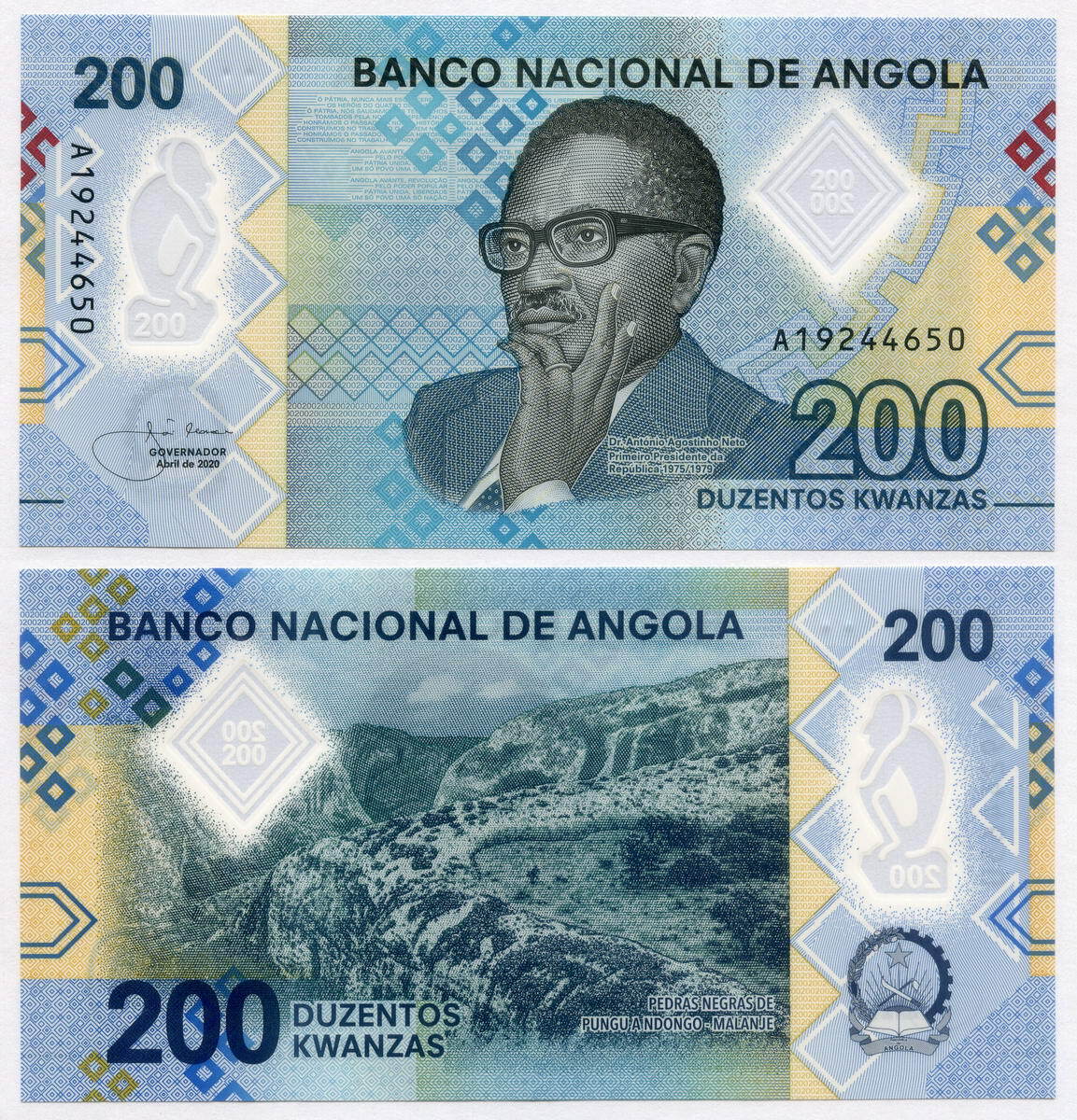 Банкнота Ангола 200 кванз 2020 год A19244650. UNC (пластик)