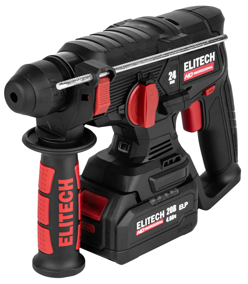 Перфоратор аккумуляторный бесщеточный SDS-plus Elitech HD CRH2024BL, 20 В Li-Ion 4 Ач, 2.5 Дж