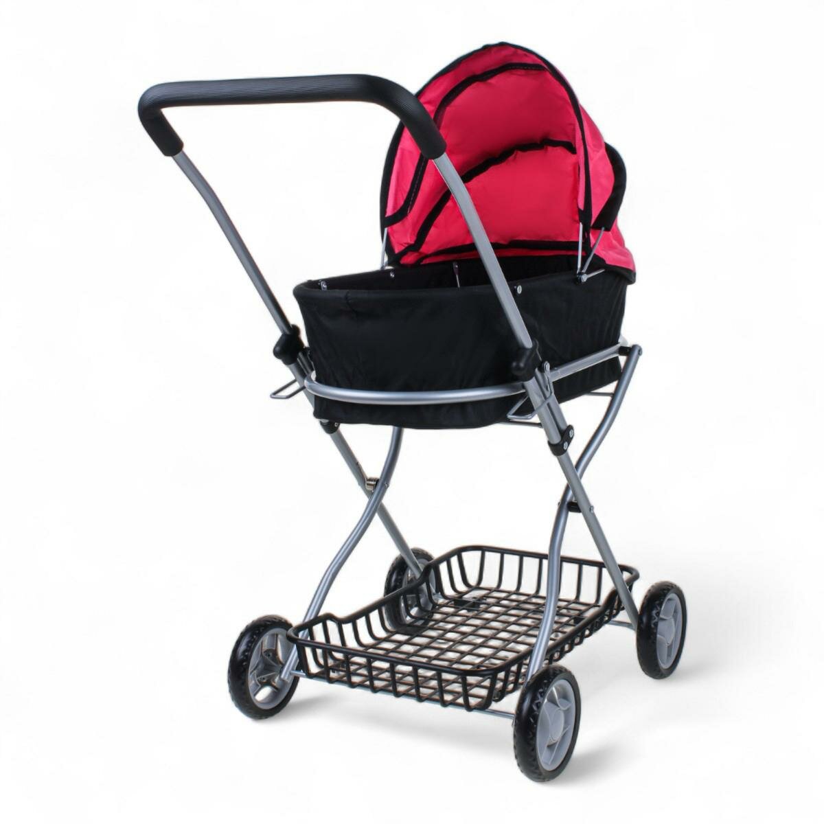 Коляска для кукол лежачая 72x36x15,5 см, складная, с ручкой, сумкой и корзиной
