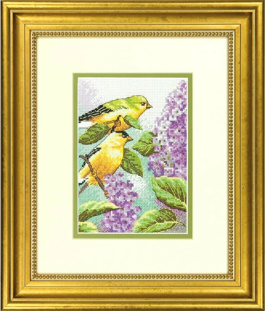 70-65153 Набор для вышивания крестом DIMENSIONS Goldfinch And Lilacs "Птицы и сирень"