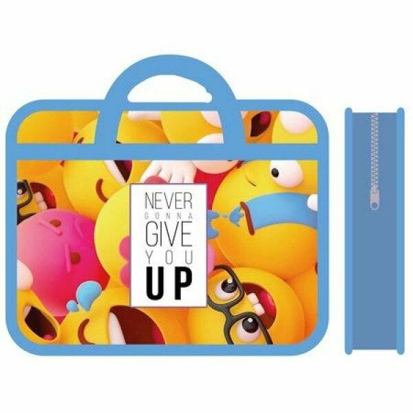 Папка школьная с ручками 1 отделение на молнии, А4 ТПК Пчелка "Эмоции" 330*260*75 мм, пластик