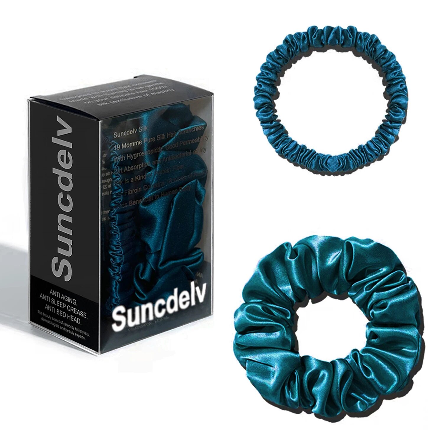 Резинки для волос из 100% чистого шелка шелковицы, шелковые резинки для волос, резинки для волос, узкие держатели для хвоста, аксессуары для ухода за волосами, коробка из 2 шт.