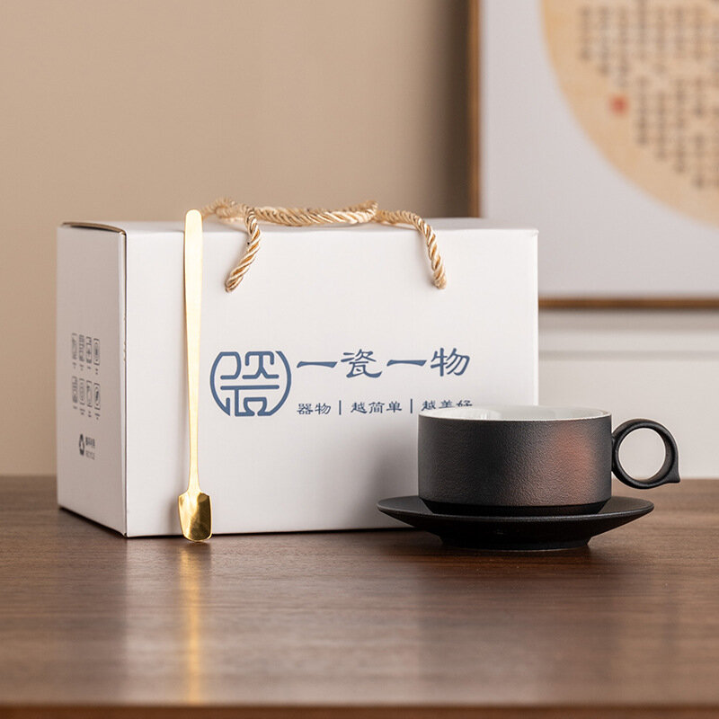 Подарочный набор кофейных чашек, винтажная чашка, чашка для латте, современная чашка для молочного чая, легкая роскошная керамическая чашка с блюдцем, деловой подарок, трансграничная доставка.