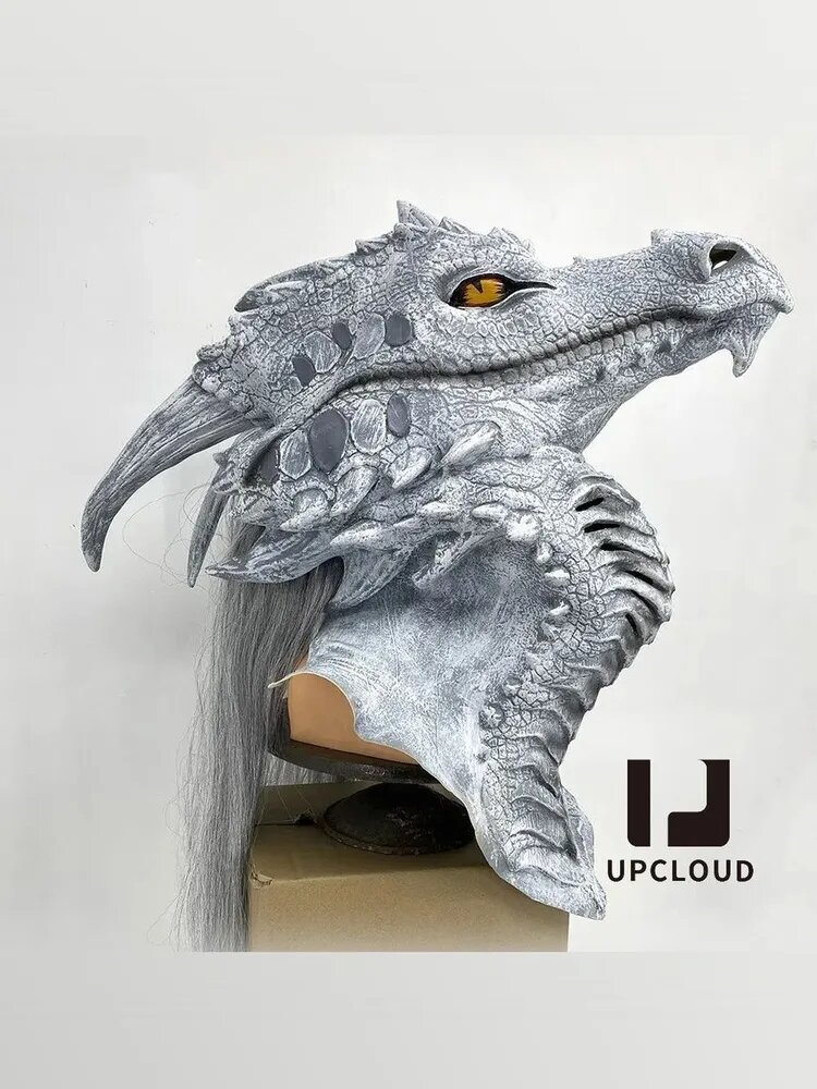 Маска белого дракона/Шлем для косплея на Хэллоуин , UPCLOUD+Латексный материал