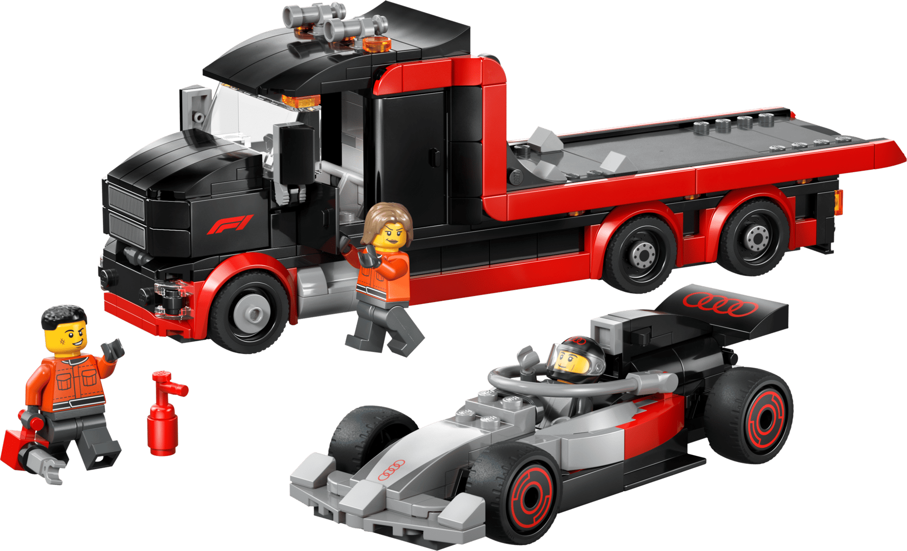 Конструктор LEGO City 60493 Выставочный грузовик F1 с автомобилем Audi, 508 дет. — фото 1