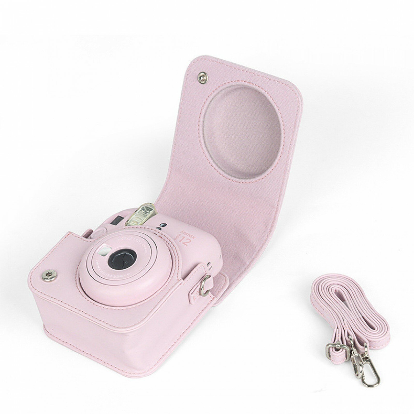 Сумка-футляр-чехол MyPads 2 в 1 для фотоаппарата Fujifilm Instax Mini 12, из импортной искусственной кожи, розовая