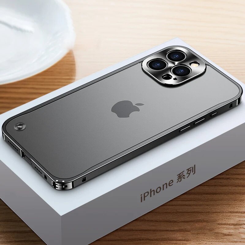 Чехол-бампер из алюминиевого сплава для iPhone 17, 16, 15, 14, 13, 12, для айфон 14 Про Макс, Black