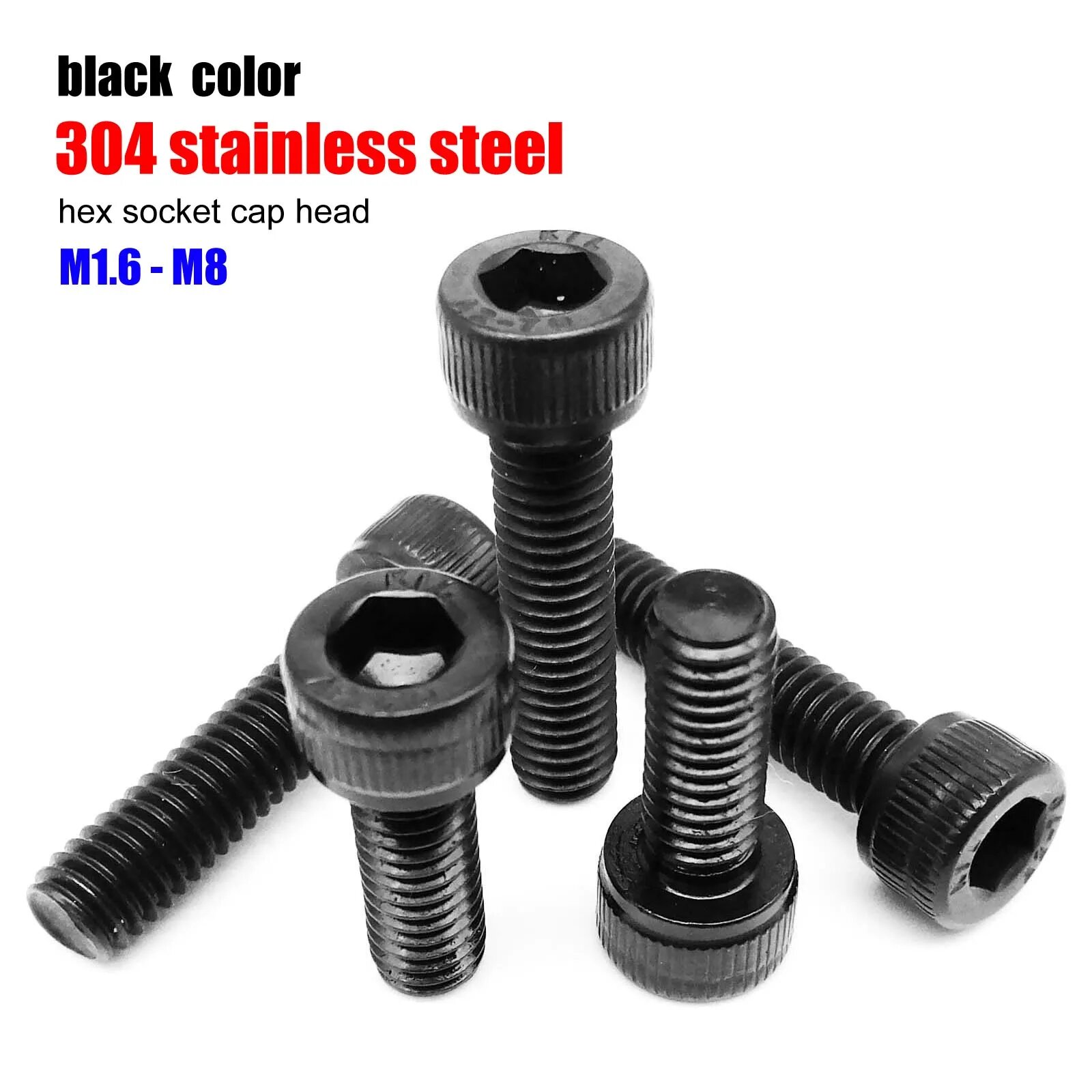 2/5/10/20/50 шт. Винты HZYUEGOU DIN912 М1.6-М8 черные из нержавеющей стали 50pcs M2.5, 8mm