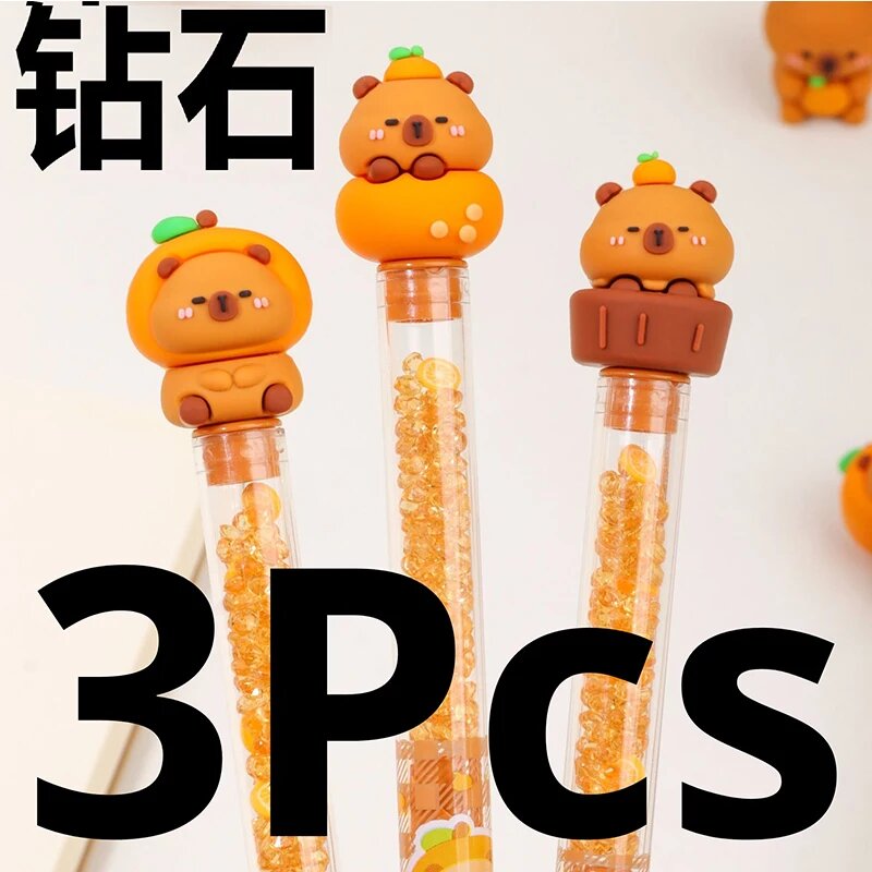 Набор из 3 ручек-капибар с алмазным напылением