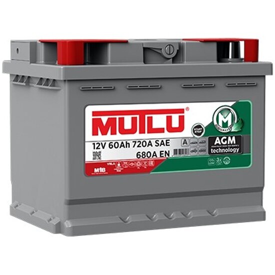 Аккумулятор Mutlu AGM. L2.60.068. A обратная полярность 60 Aч