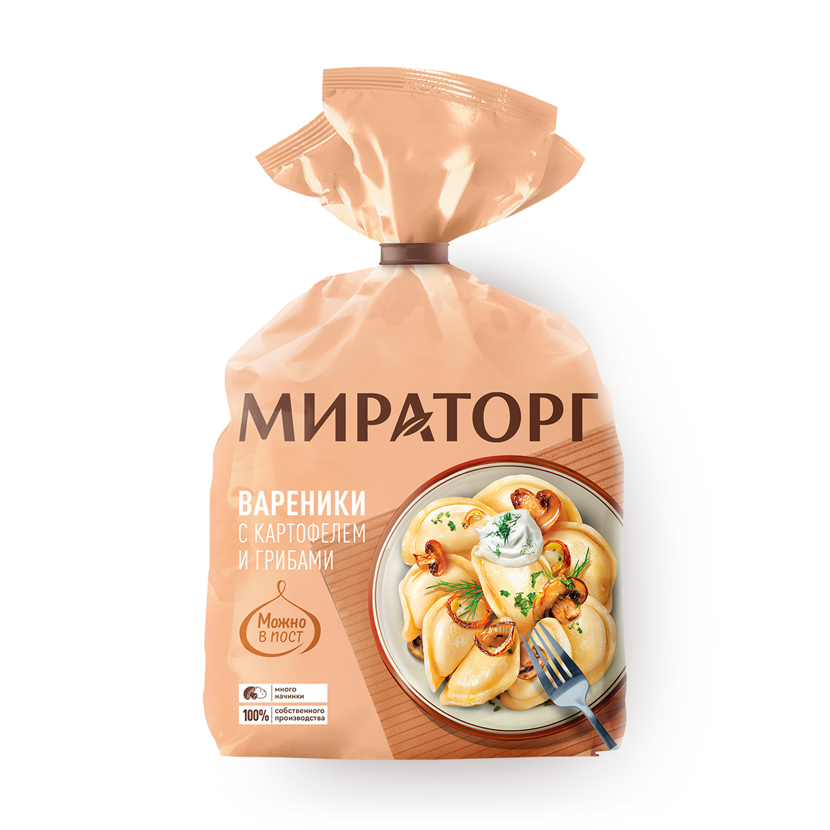 Вареники Мираторг, с картофелем и грибами шампиньонами, 600 г