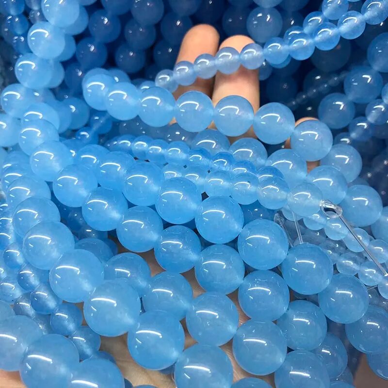 Натуральный камень, голубой халцедон, нефрит, круглые свободные бусины 4, 6, 8, 10, 12 мм, подходят для браслета и ожерелья своими руками, часть изготовления ювелирных изделий