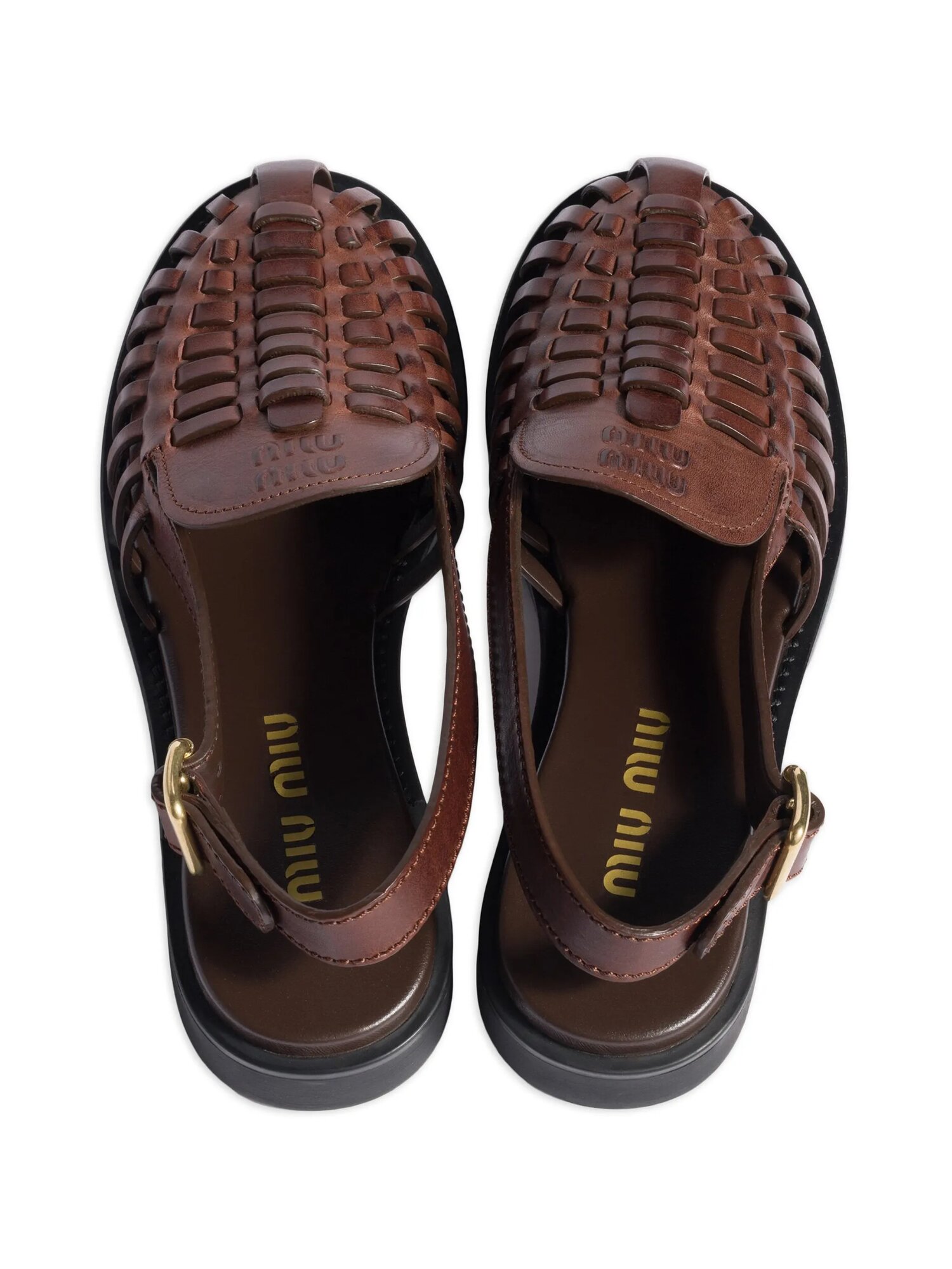 Лоферы Miu Miu Leather slingback loafers, размер 38, brown — фото 1