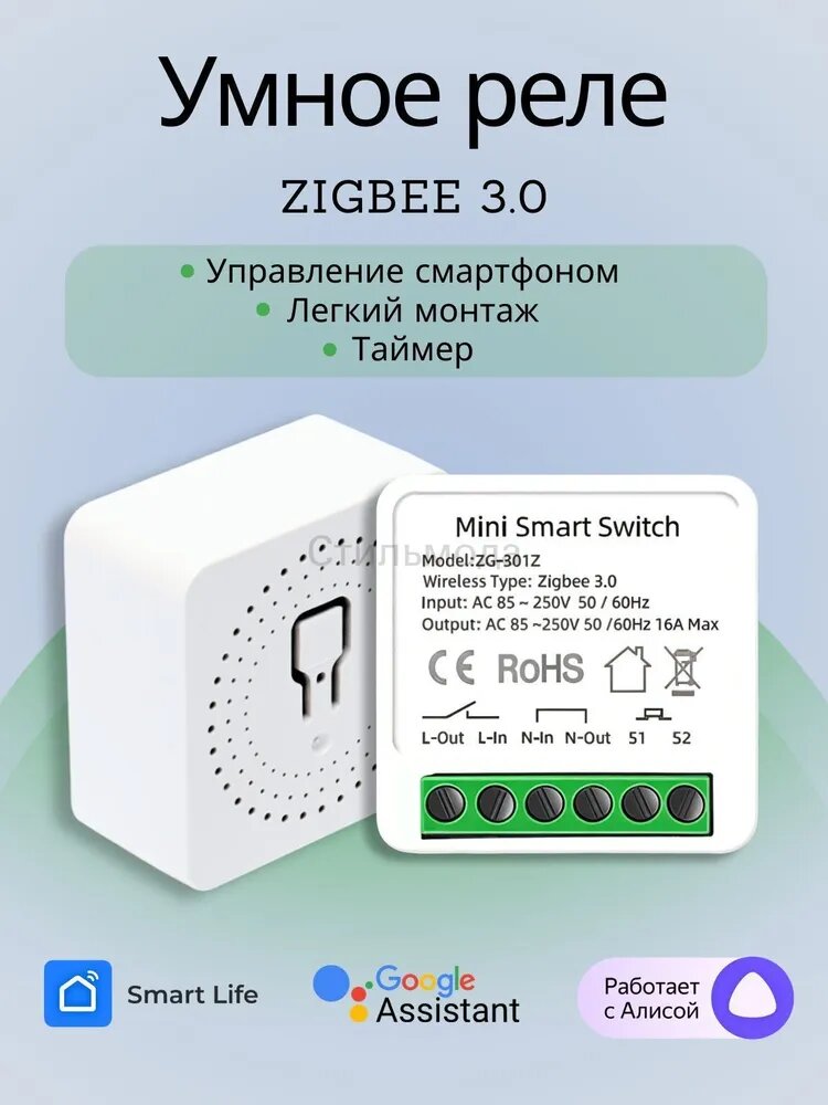 Умное реле Zigbee 3.0 Tuya с Алисой