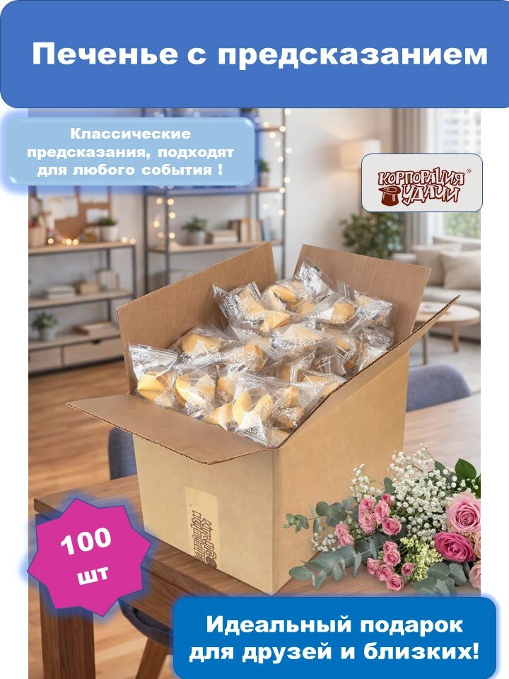 Печенье с предсказаниями "Белые кружева", россыпь, 100 штук. Комплименты на свадьбу для гостей. Корпорация удачи