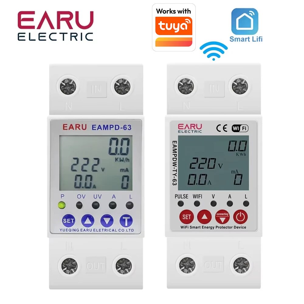 Автомат защиты цепи Wi-Fi 2P 63A EARUELETRIC