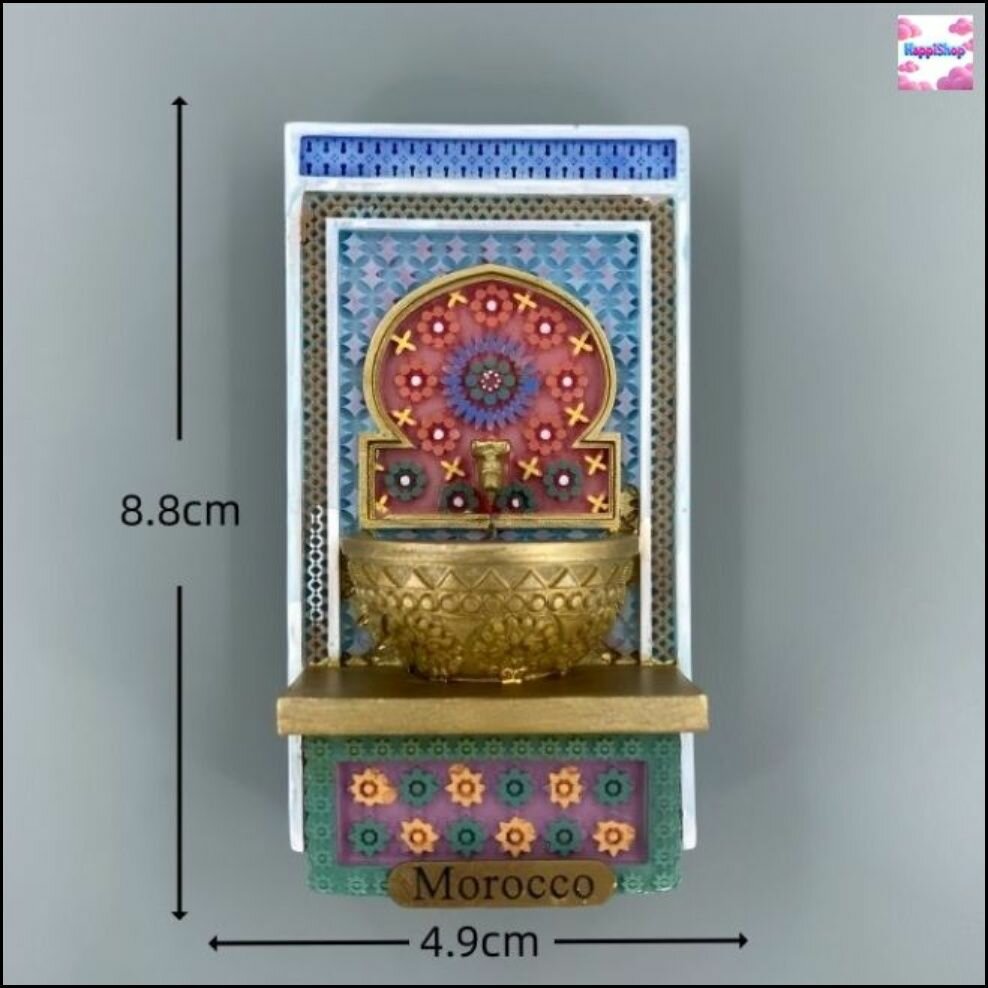 Африканский сувенир 3D магнит Марокко ручной работы/Художественная роспись/Экзотический коллекционный предмет