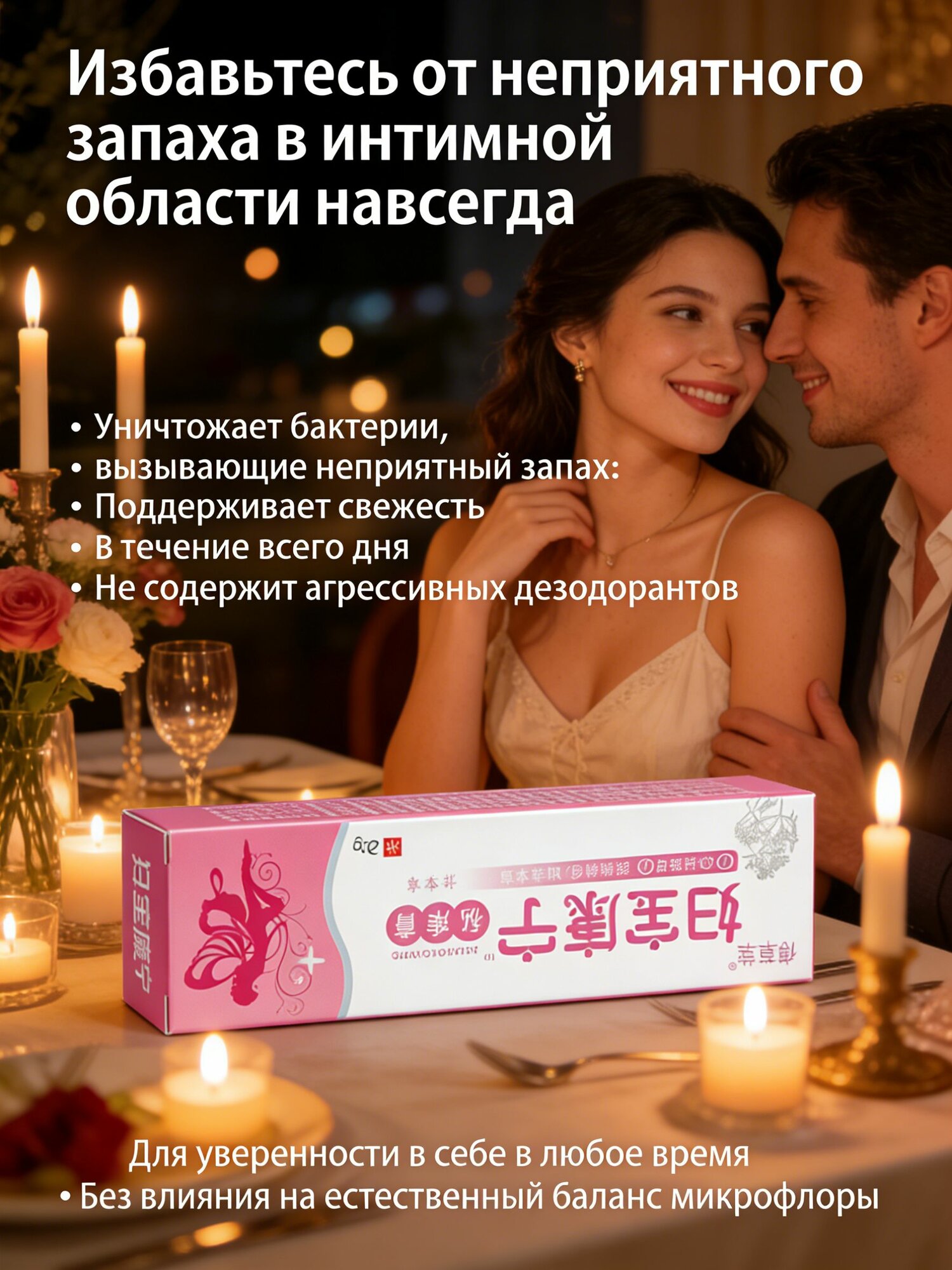 Интимный крем от зуда, Для снятия зуда в интимных зонах, Устраняет многие виды бактерий, запахи,20 г